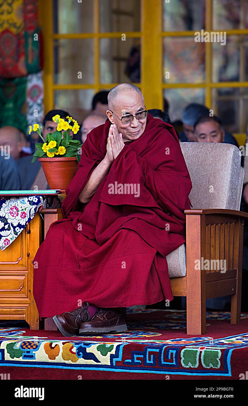 His holiness the Dalai Lama, in Namgyal Monastery,in Tsuglagkhang ...