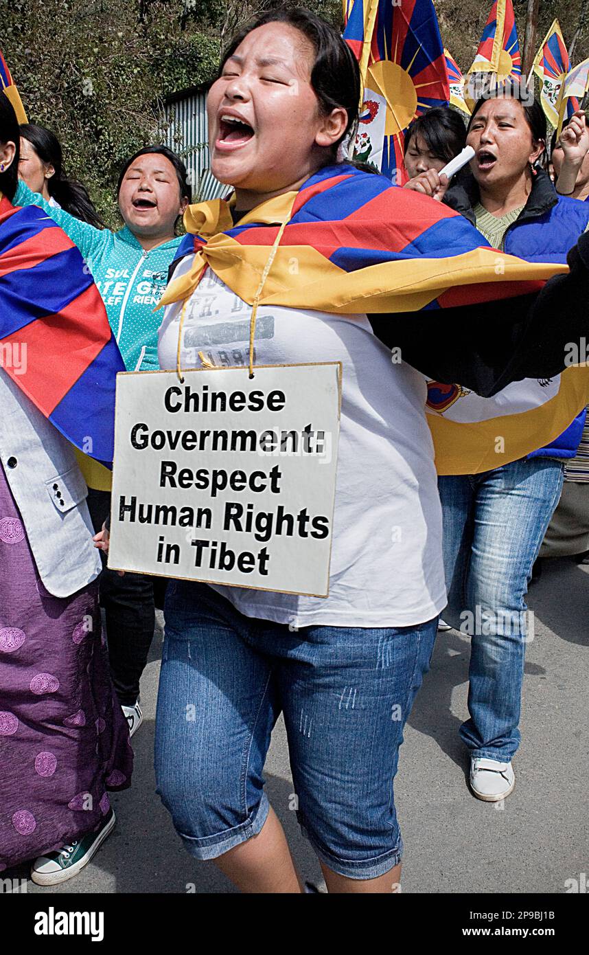 women's demonstration, for the freedom of Tibetan women,Jogibara Rd ...
