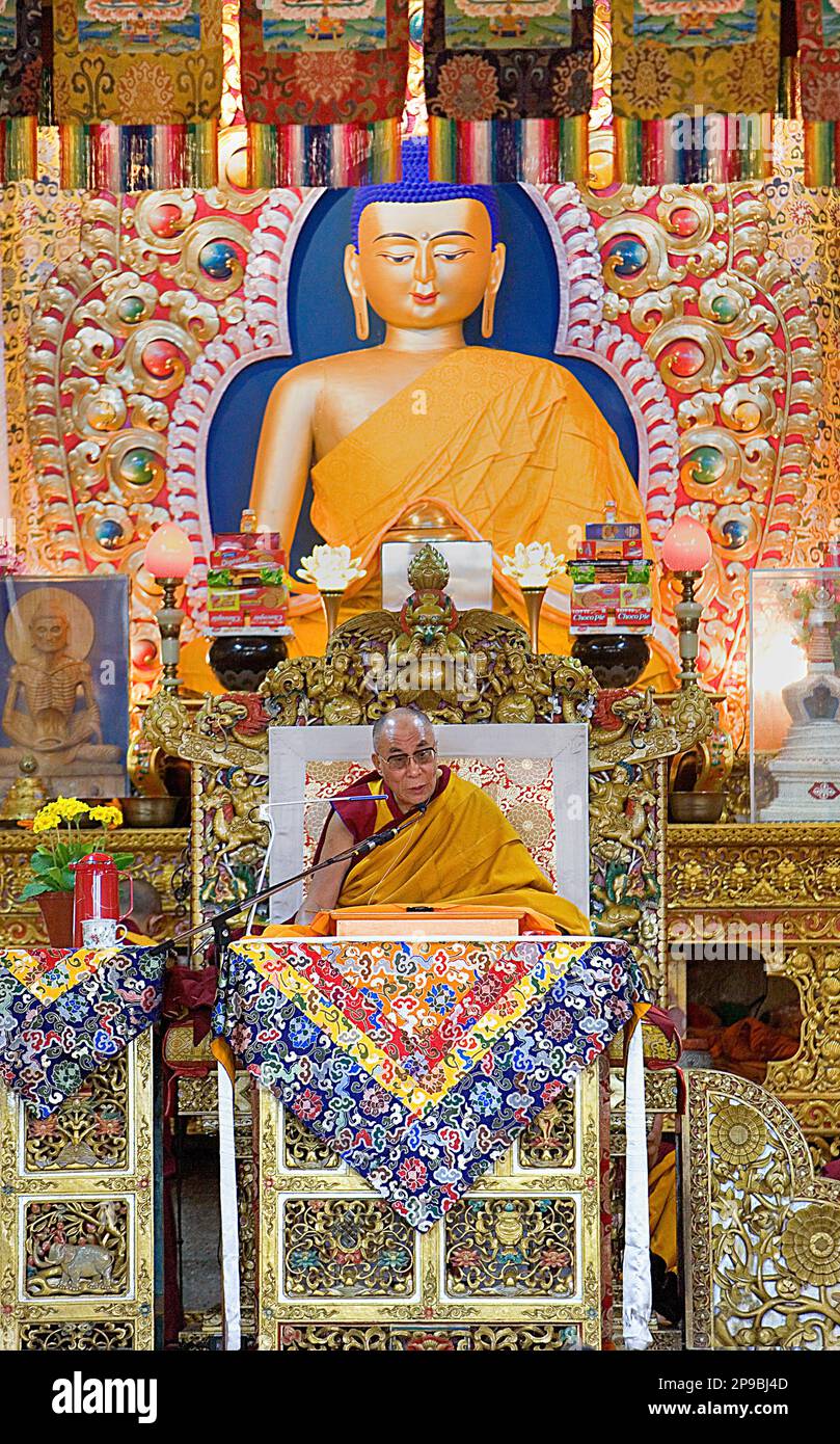 His holiness the Dalai Lama during teachings at Namgyal Monastery,in ...