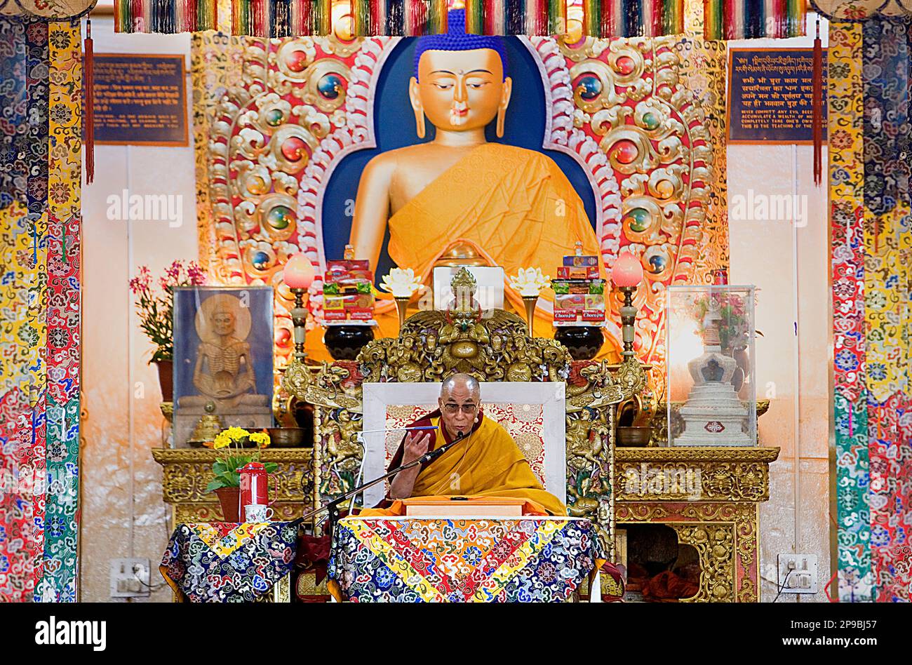 His holiness the Dalai Lama during teachings at Namgyal Monastery,in ...