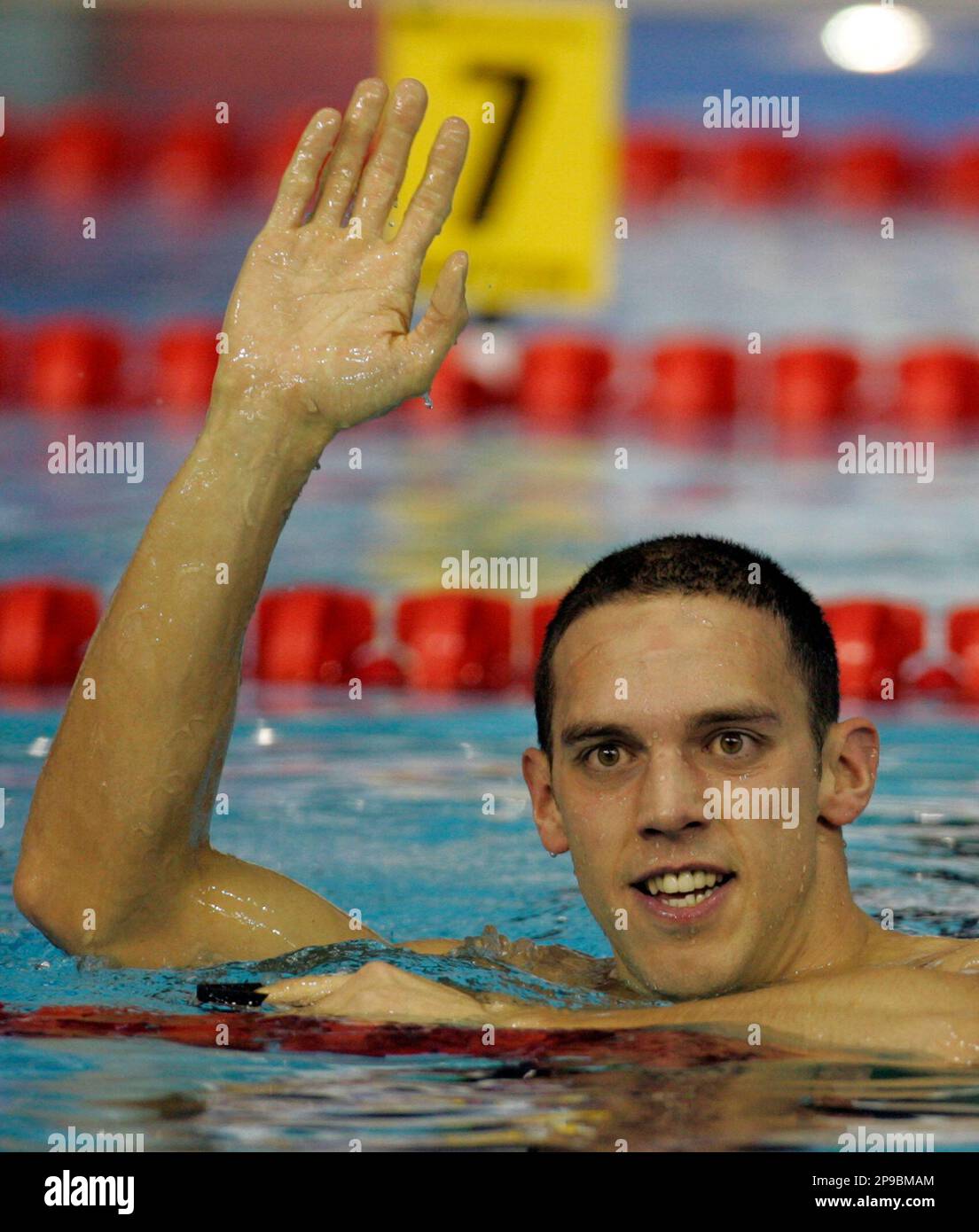 Hugues Duboscq from France reacts after winning Men's 200m Breaststroke ...