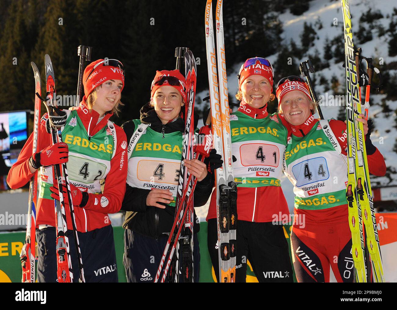 Second placed Norvegian team Julie Bonnevie Svendsen, Ann Kristin Aafedt Flatland, Solveig ...