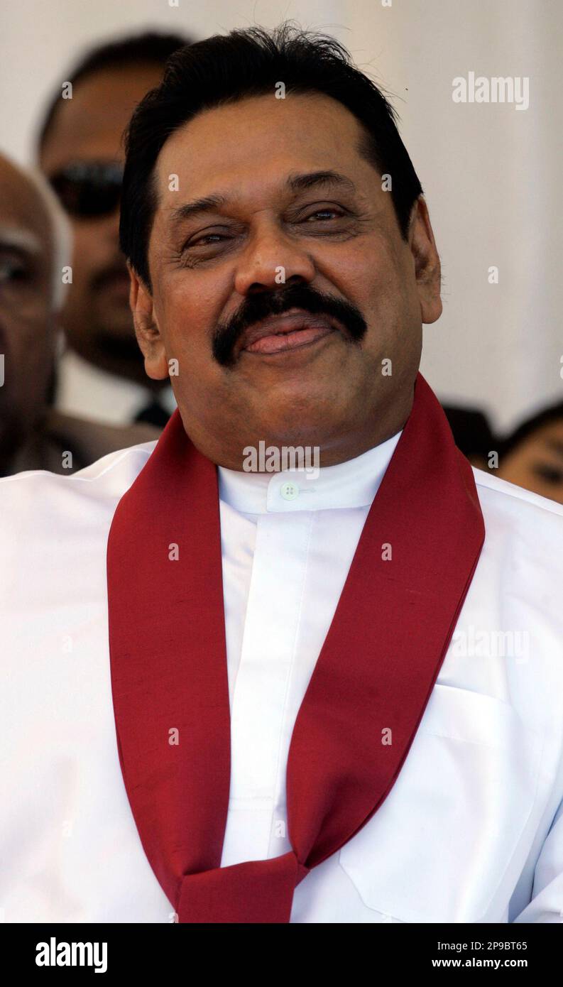 Sri Lankan President Mahinda Rajapaksa gestures during an annual ...