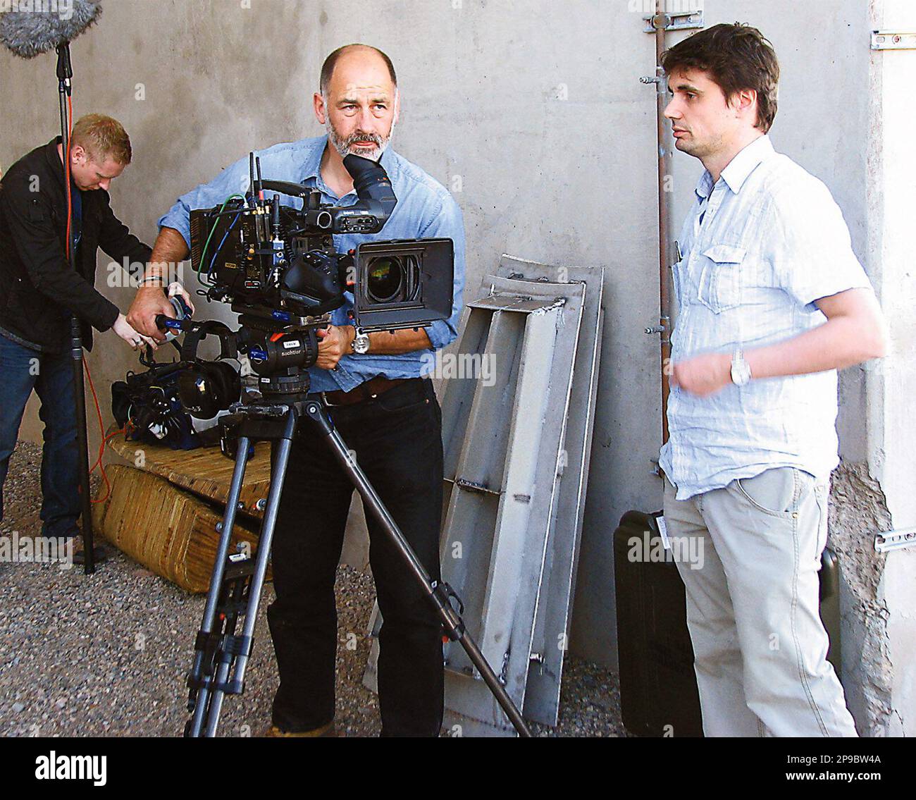 A film crew from Britain's Granada Media sets up at the Yuma Proving ...