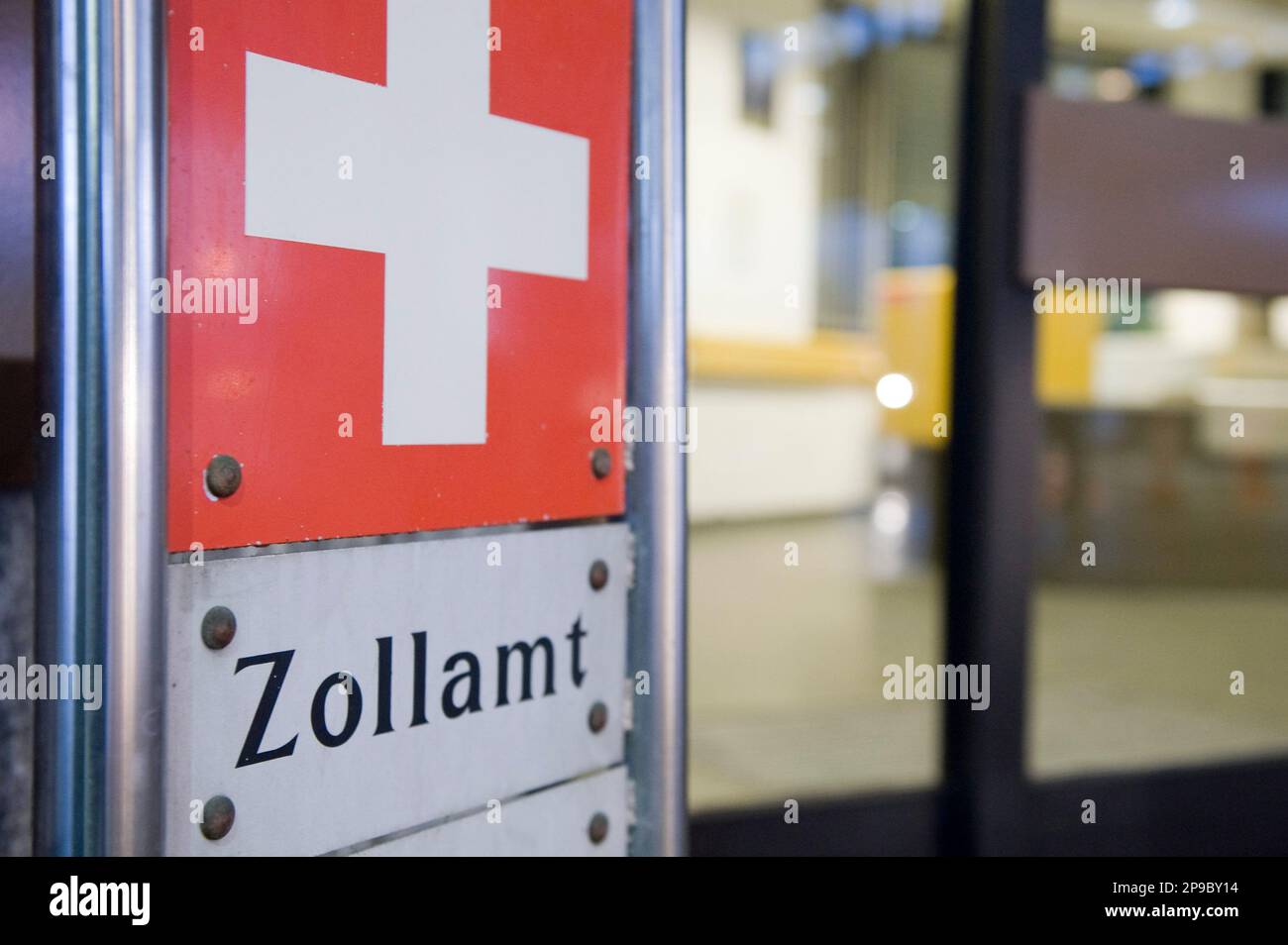 A sign reading custom office is seen at the customs facilities at the ...