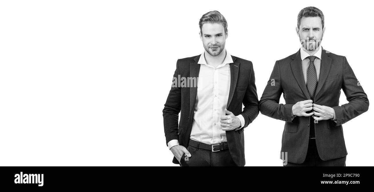 Man face portrait, banner with copy space. ambitious boss and employee ...