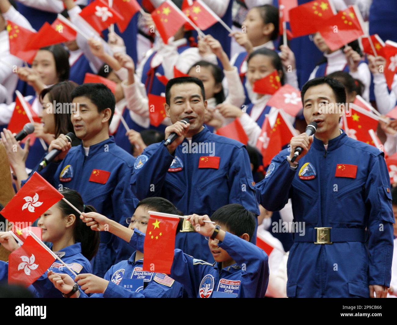 China's astronauts, from left, Liu Boming, Zhai Zhigang and Jing ...