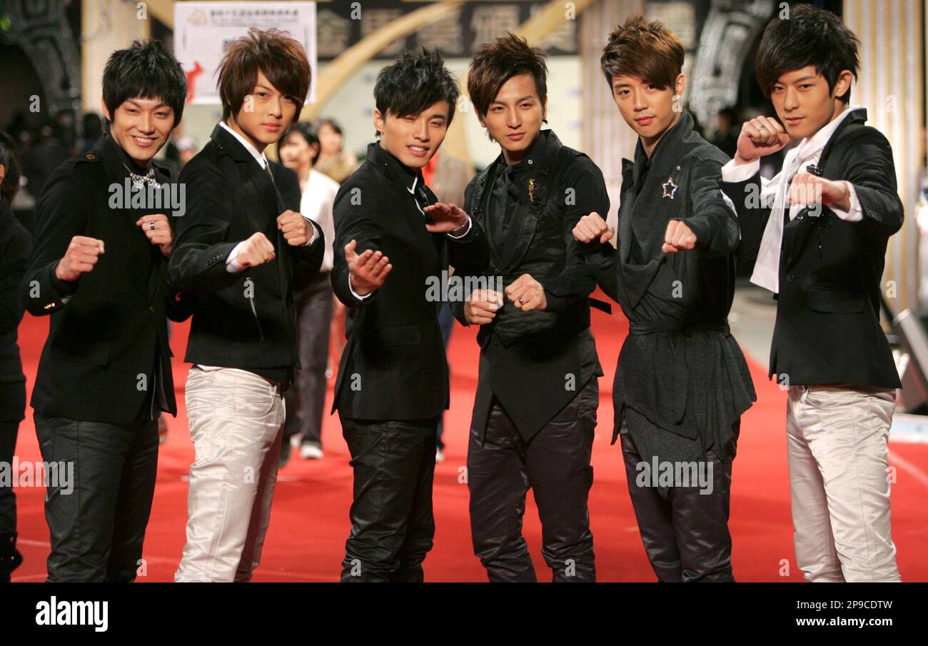 Famed Taiwan pop group Lollipop pose as they arrive at the 45rd Golden ...