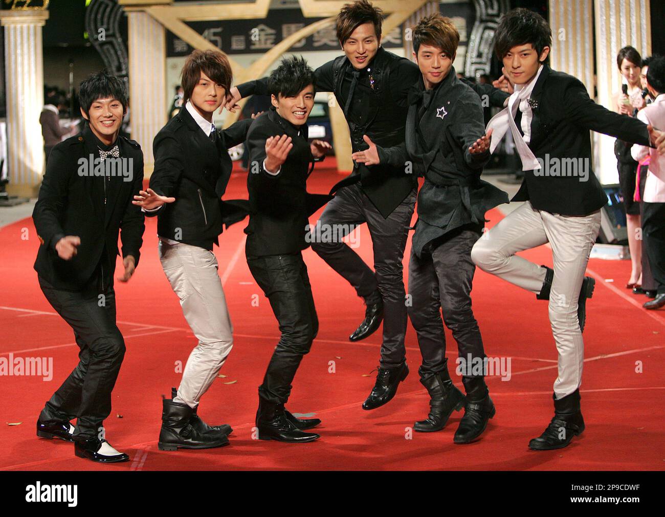 Famed Taiwan pop group Lollipop pose as they arrive at the 45rd Golden ...