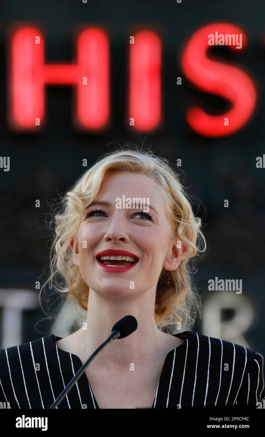 Actress Cate Blanchett speaks during a ceremony honoring her with a ...