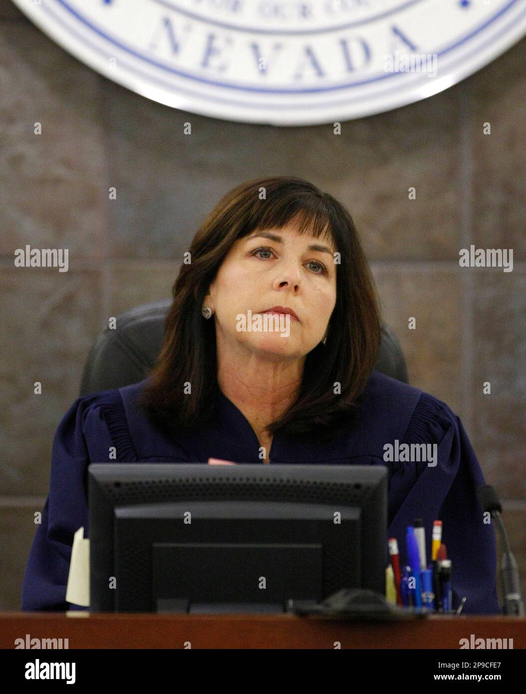 District Court Judge Jackie Glass listens during O.J. Simpson's ...