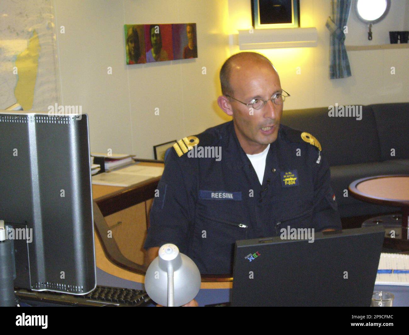 Cmdr Peter Reesink, the commanding officer of the Dutch warship De ...