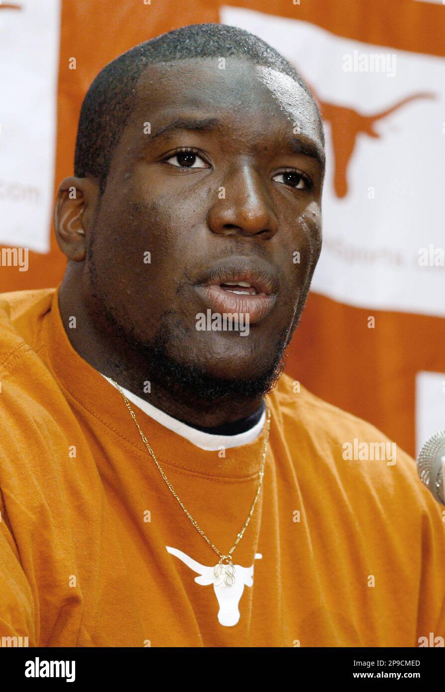 ** FILE ** In this Oct. 13, 2008 file photo Texas defensive end Brian ...
