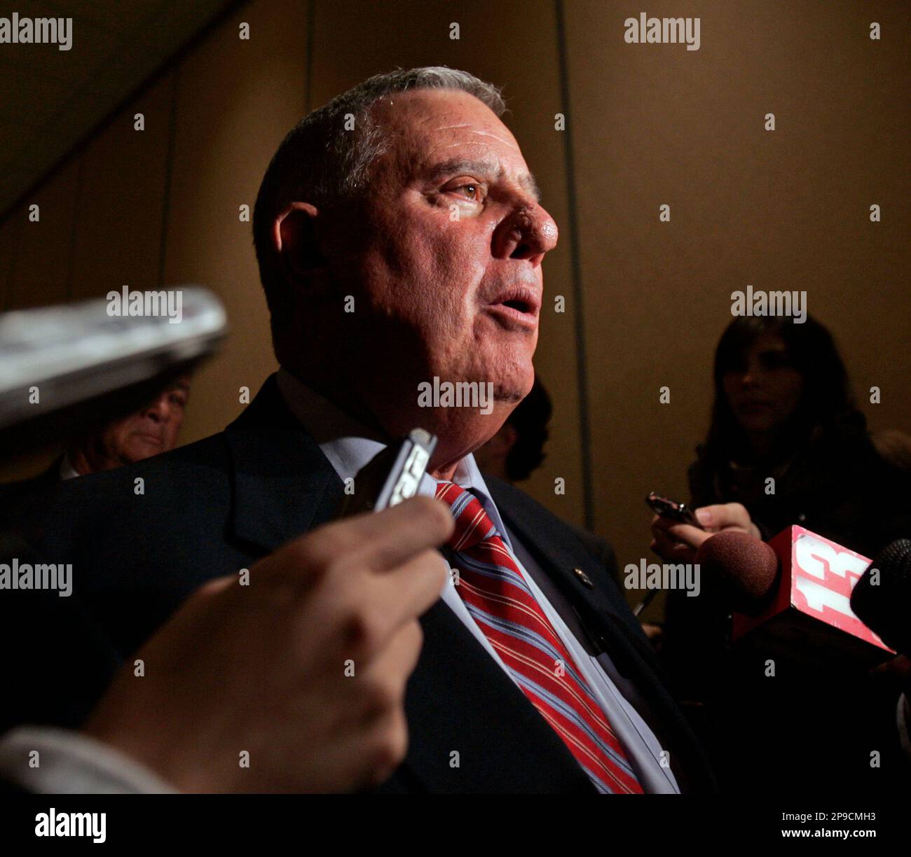 New York Republican party Chairman Joseph Mondello talks to reporters ...