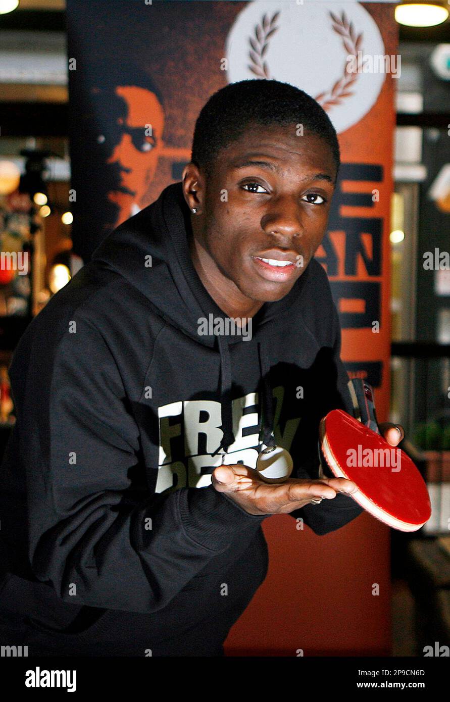 British table tennis player Darius Knight poses for a photo during an ...