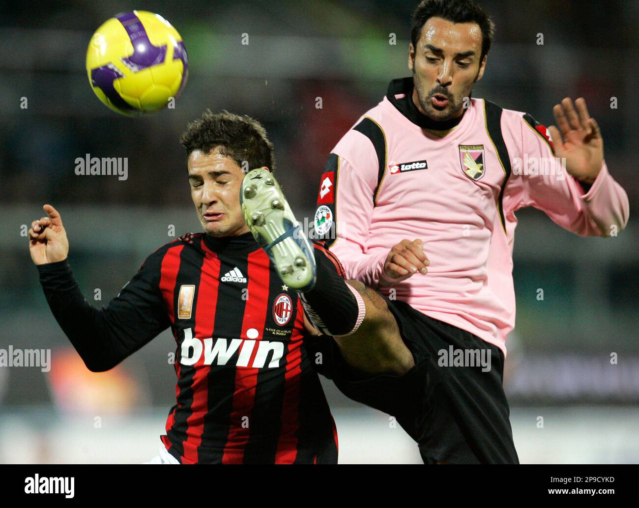 AC Milan's Brazilian forward Pato, left, challenges for the ball with ...
