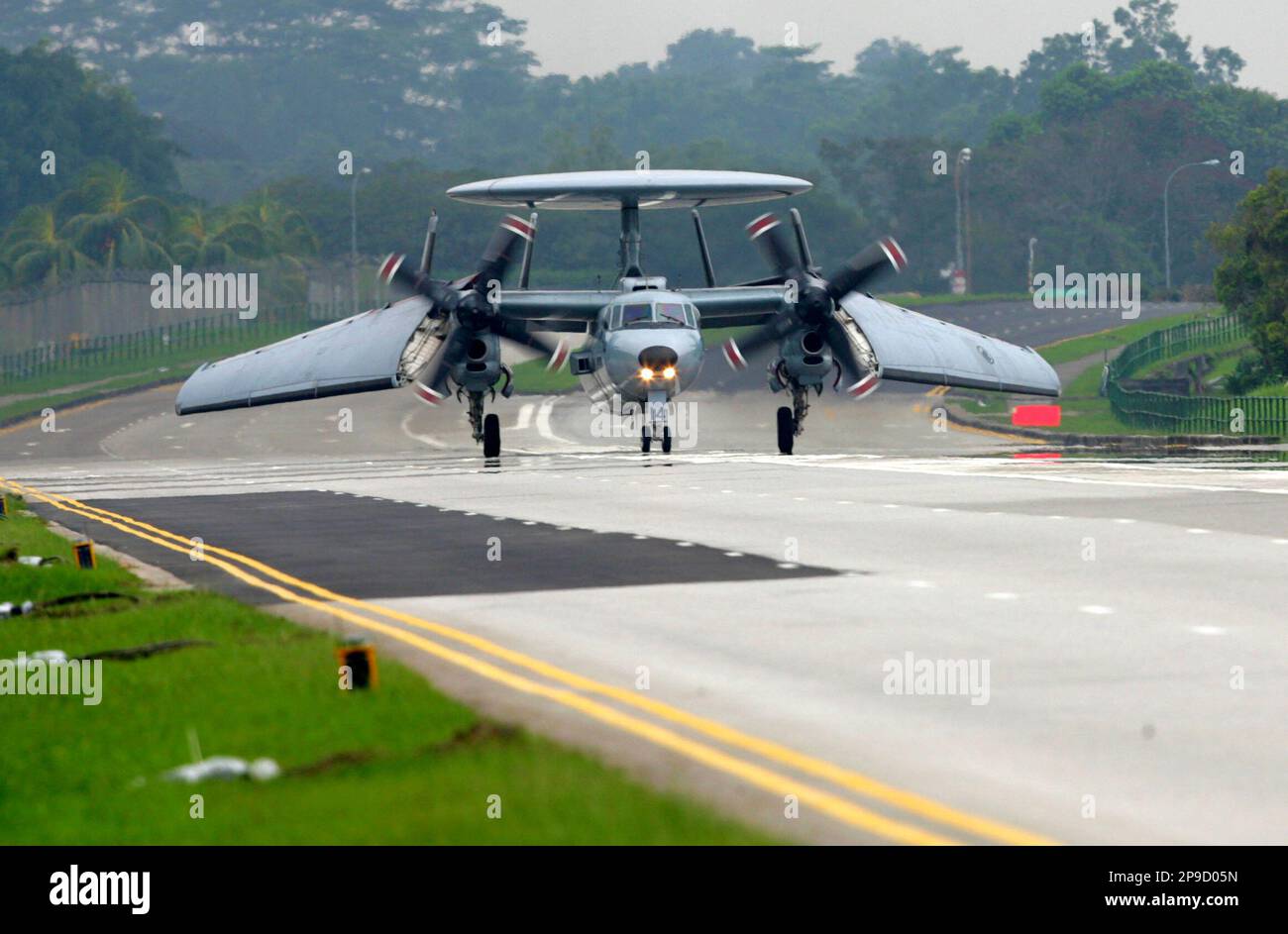 A Republic of Singapore Air Force (RSAF) E-2C Hawkeye conducts takeoff ...