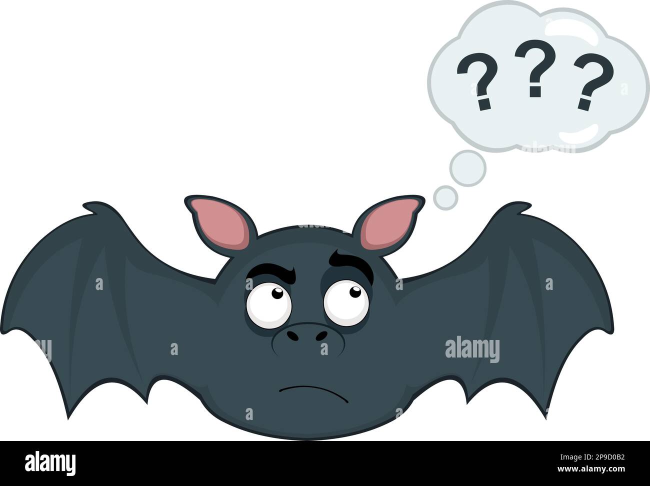 vector illustration of a vampire bat with a thinking or doubting ...