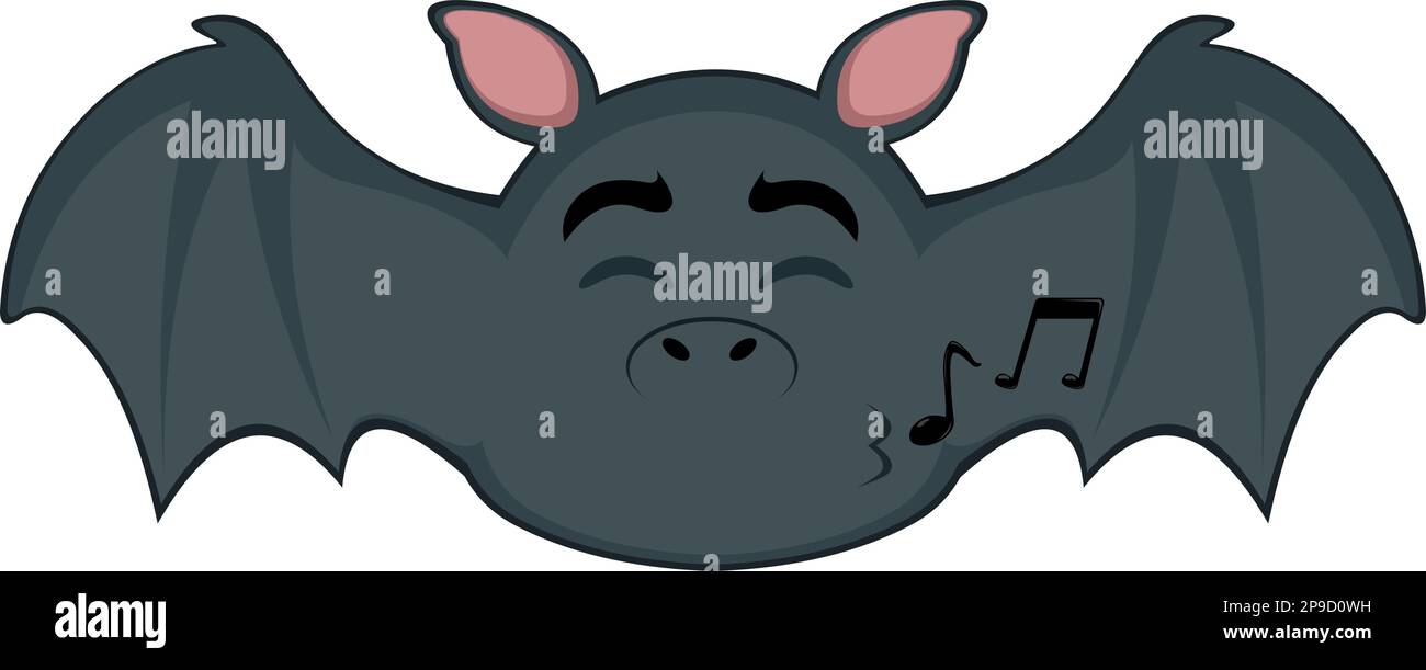 vector illustration cartoon bat or vampire whistling with musical notes ...