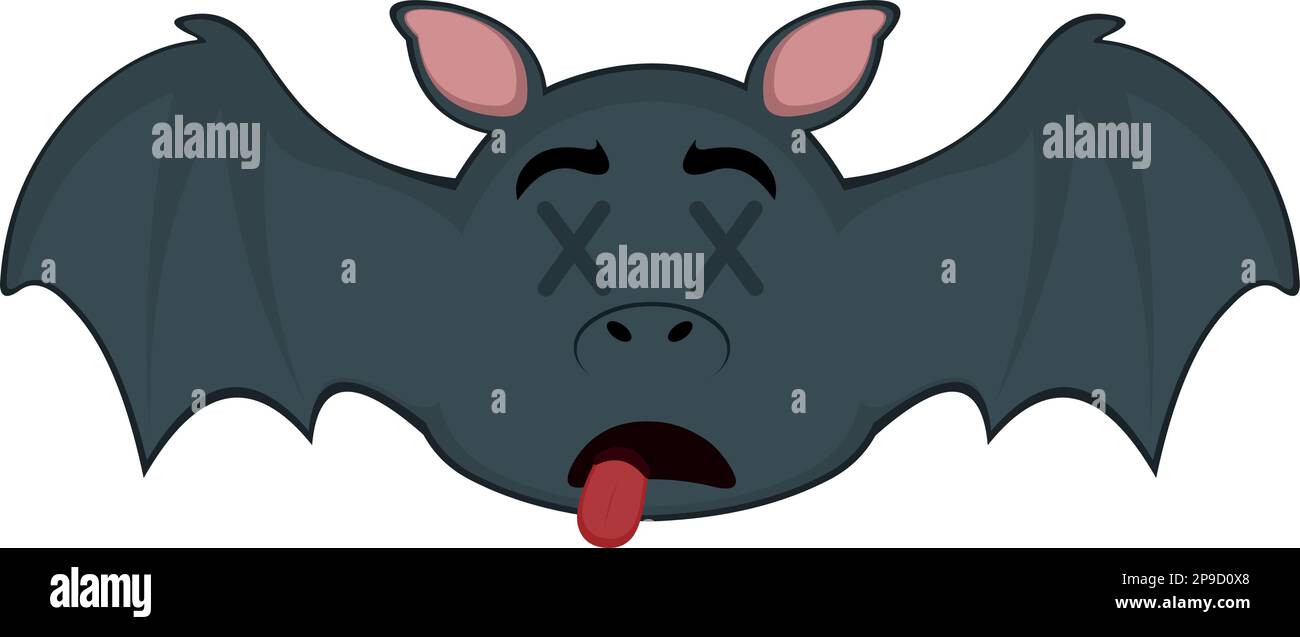 vector illustration of a dead vampire bat cartoon with crosses in its ...