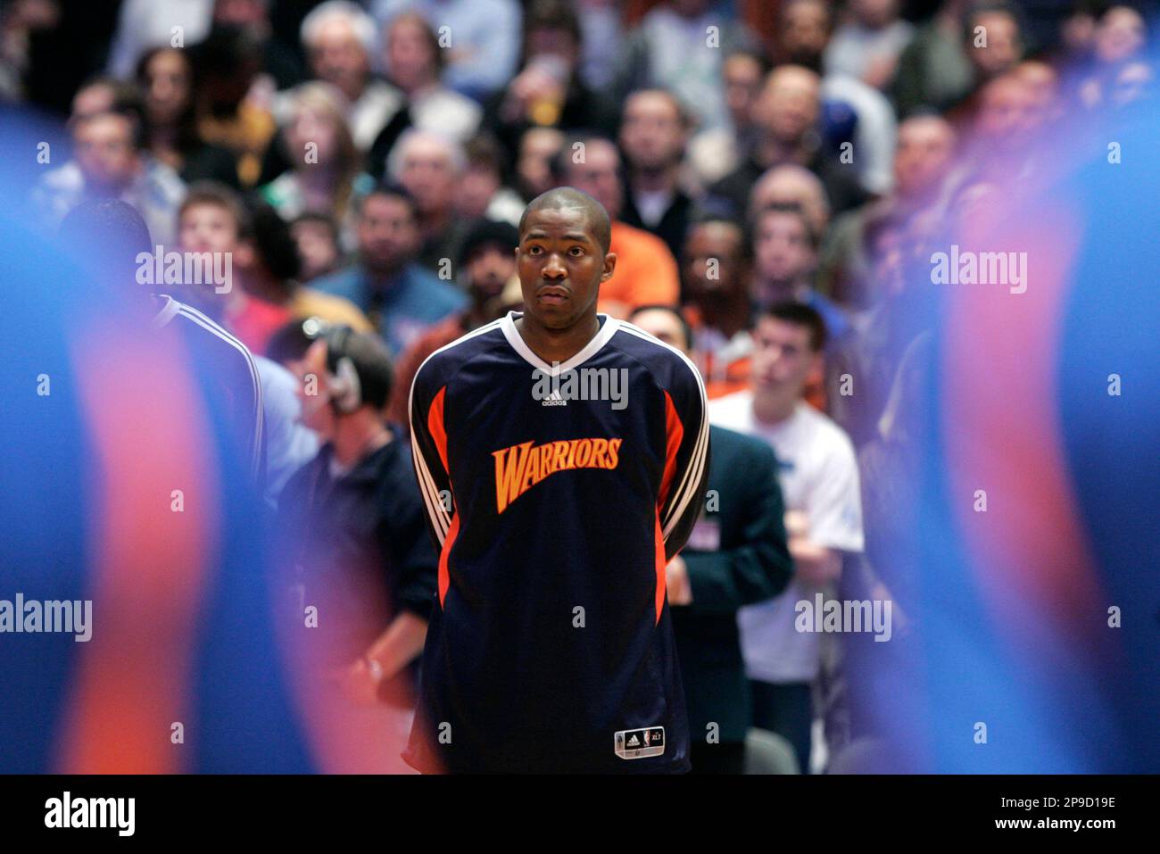 Golden State Warriors' Jamal Crawford looks on during the singing of ...