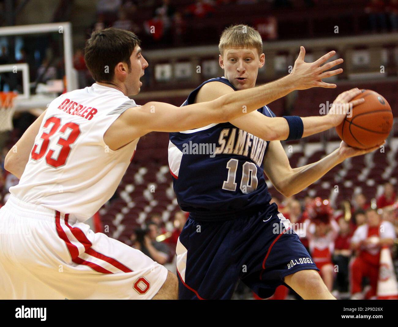Ohio State's Jon Diebler (33) pressures Samford's Josh Bedwell (10 ...