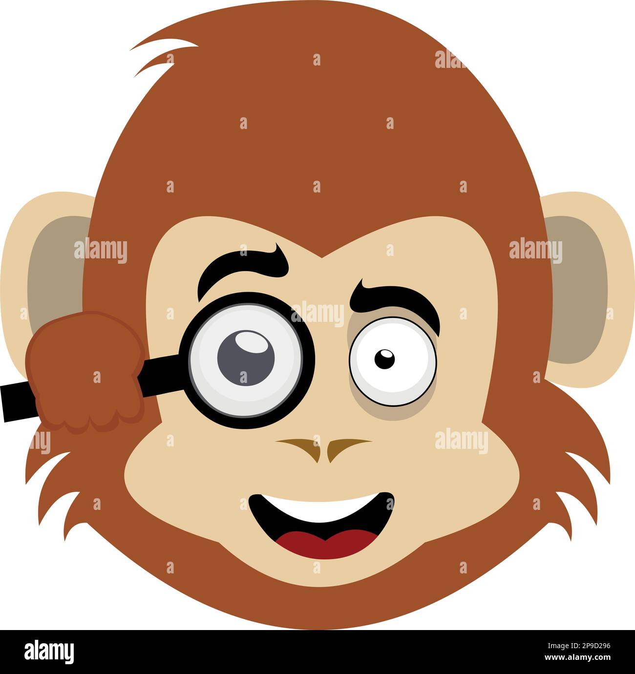 vector illustration face of a primate monkey cartoon watching with a ...