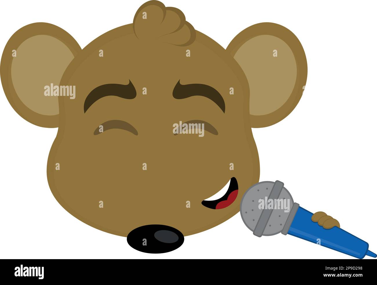 vector illustration face of a cartoon mouse singing with a microphone ...