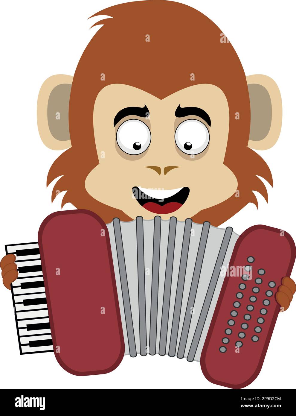 vector illustration face of a cartoon monkey playing musical instrument ...