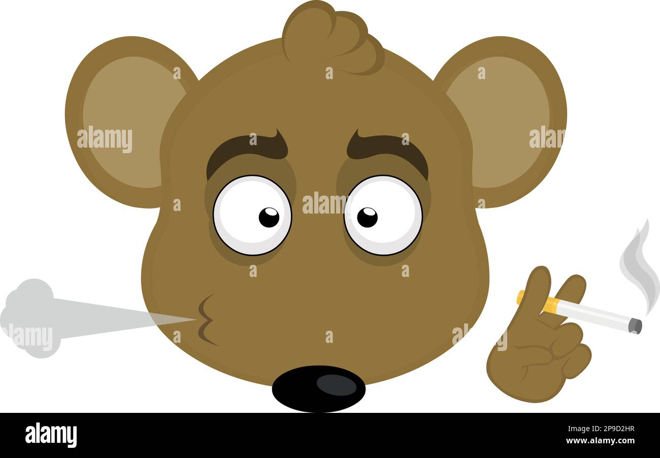vector illustration face of a cartoon mouse smoking a cigarette Stock ...
