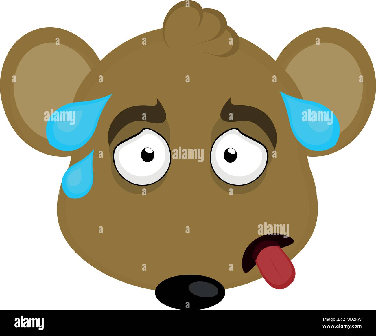 vector illustration face of an exhausted cartoon mouse, with his tongue ...