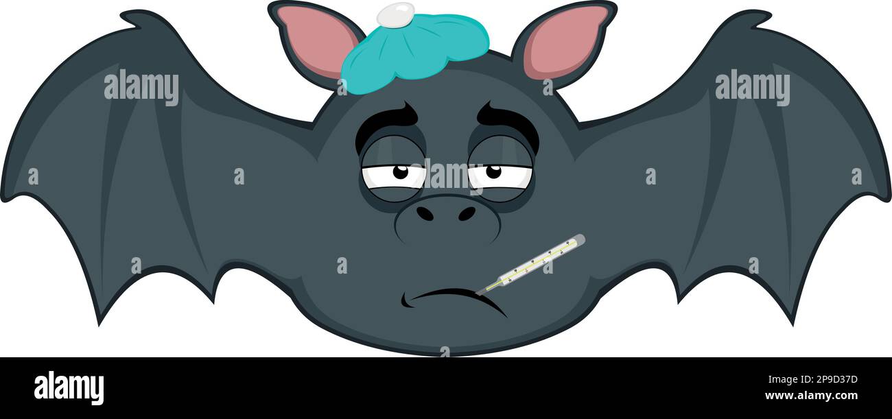 vector illustration cartoon character face of a sick vampire bat, with ...