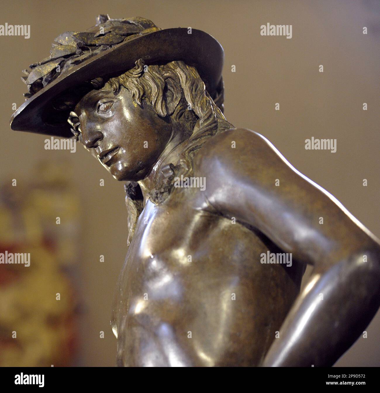Donatello's 15th-century bronze statue of David is seen during its ...