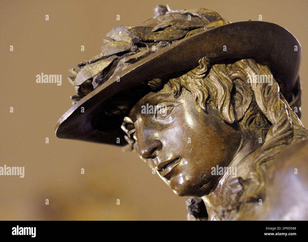 Donatello's 15th-century bronze statue of David is seen during its ...