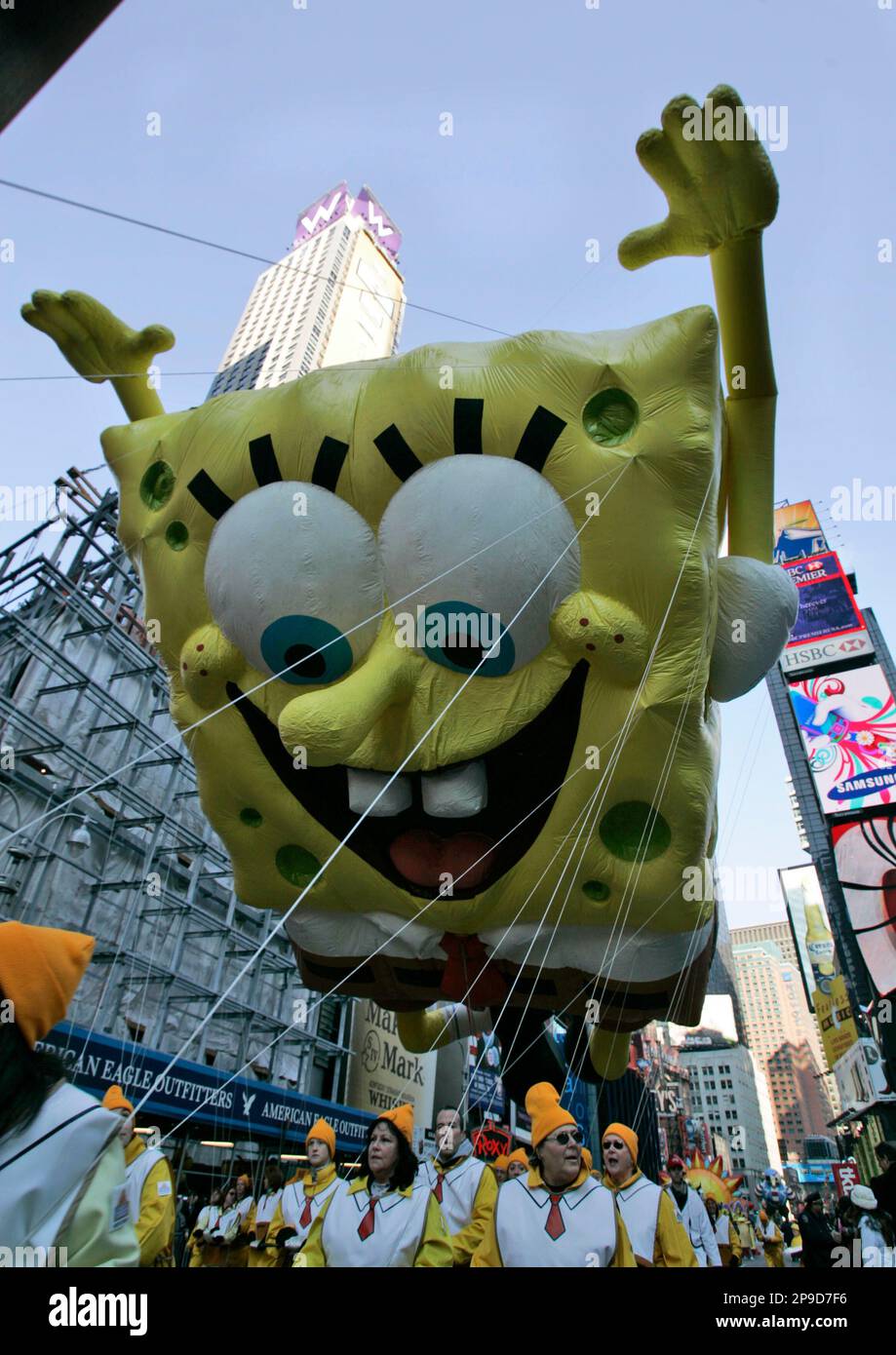 The SpongeBob SquarePants float moves through Times Square during the ...
