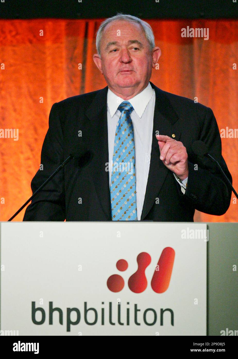 BHP Billiton Chairman Don Argus addresses the mining giants annual ...