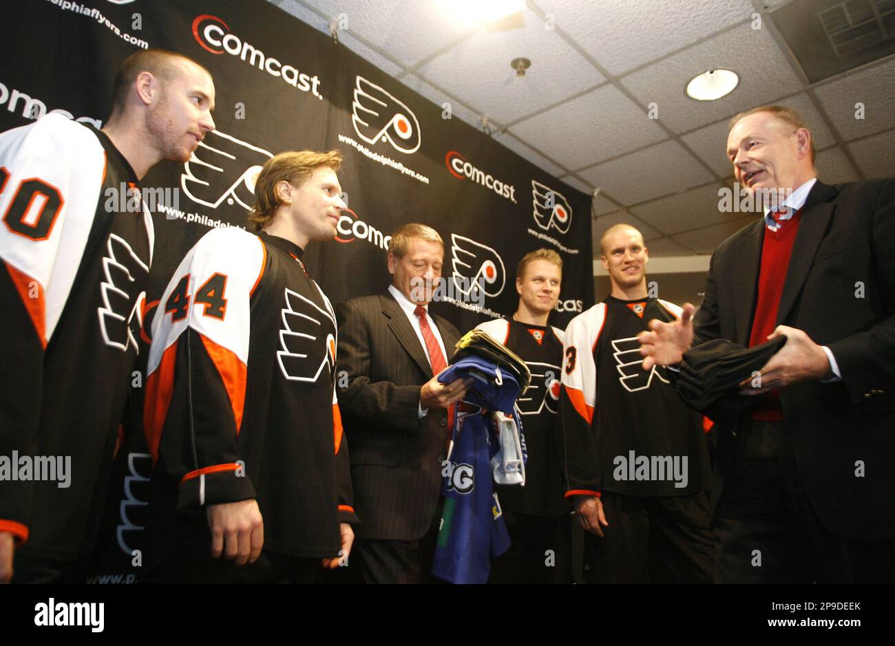 Ambassador of Finland to the US, Pekka Lintu, right, talks to members ...