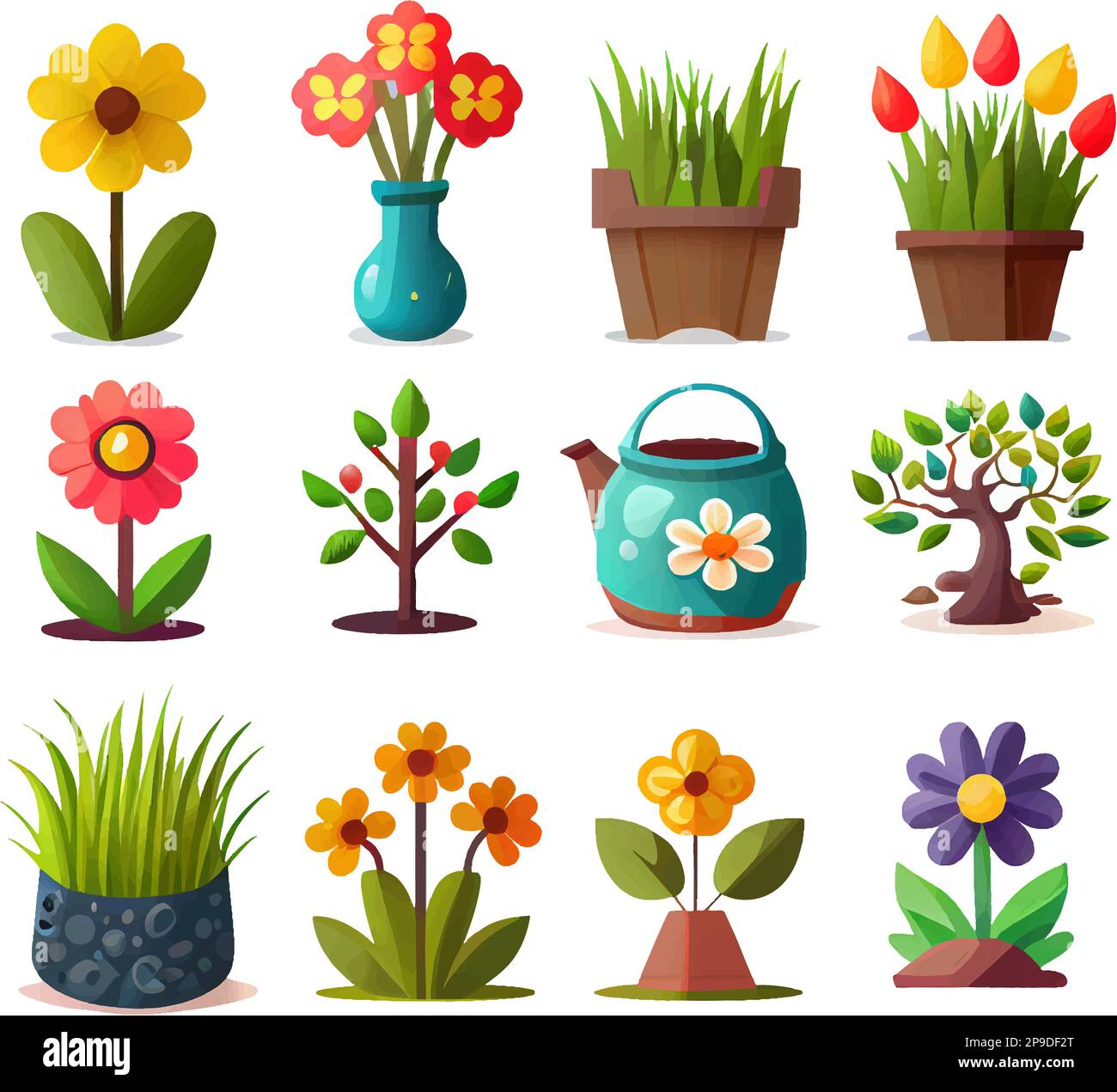 set vector illustration of bloming flowers isolate background International Women's Day and ...