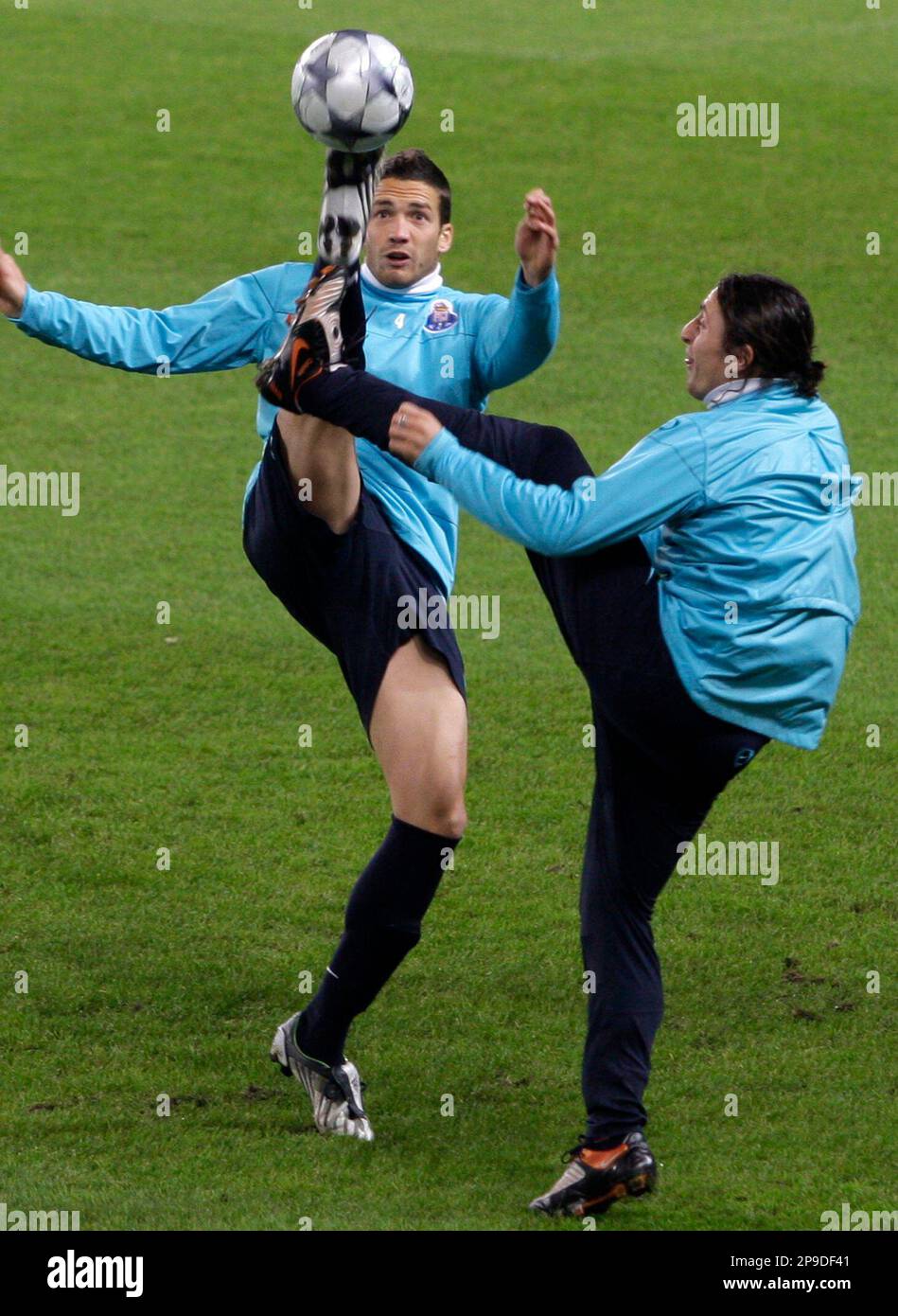 FC Porto Milan Stepanov, left, and Cristian Rodriguez challenge for the ...