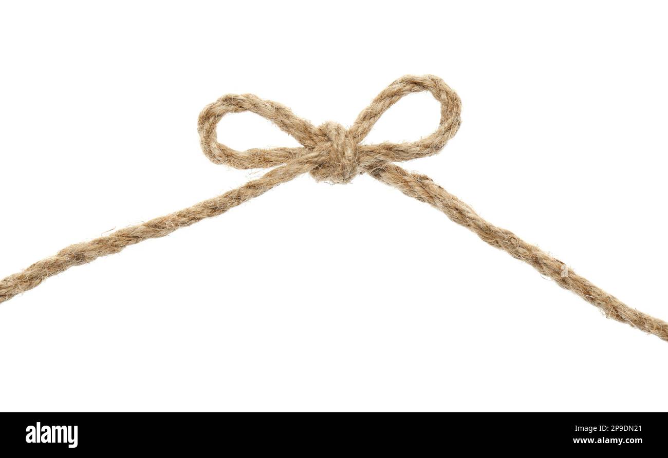 Hemp rope with bow knot on white background Stock Photo - Alamy