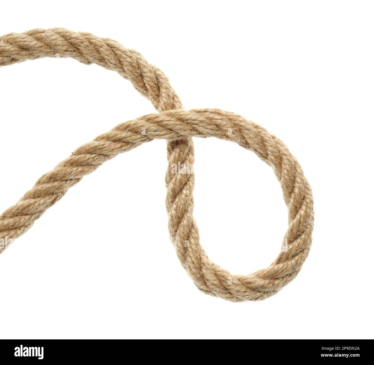 Hemp rope with loop on white background Stock Photo - Alamy