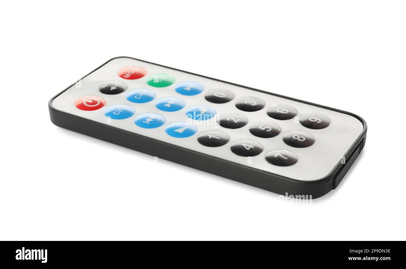 Modern remote control isolated on white. Electronic device Stock Photo ...