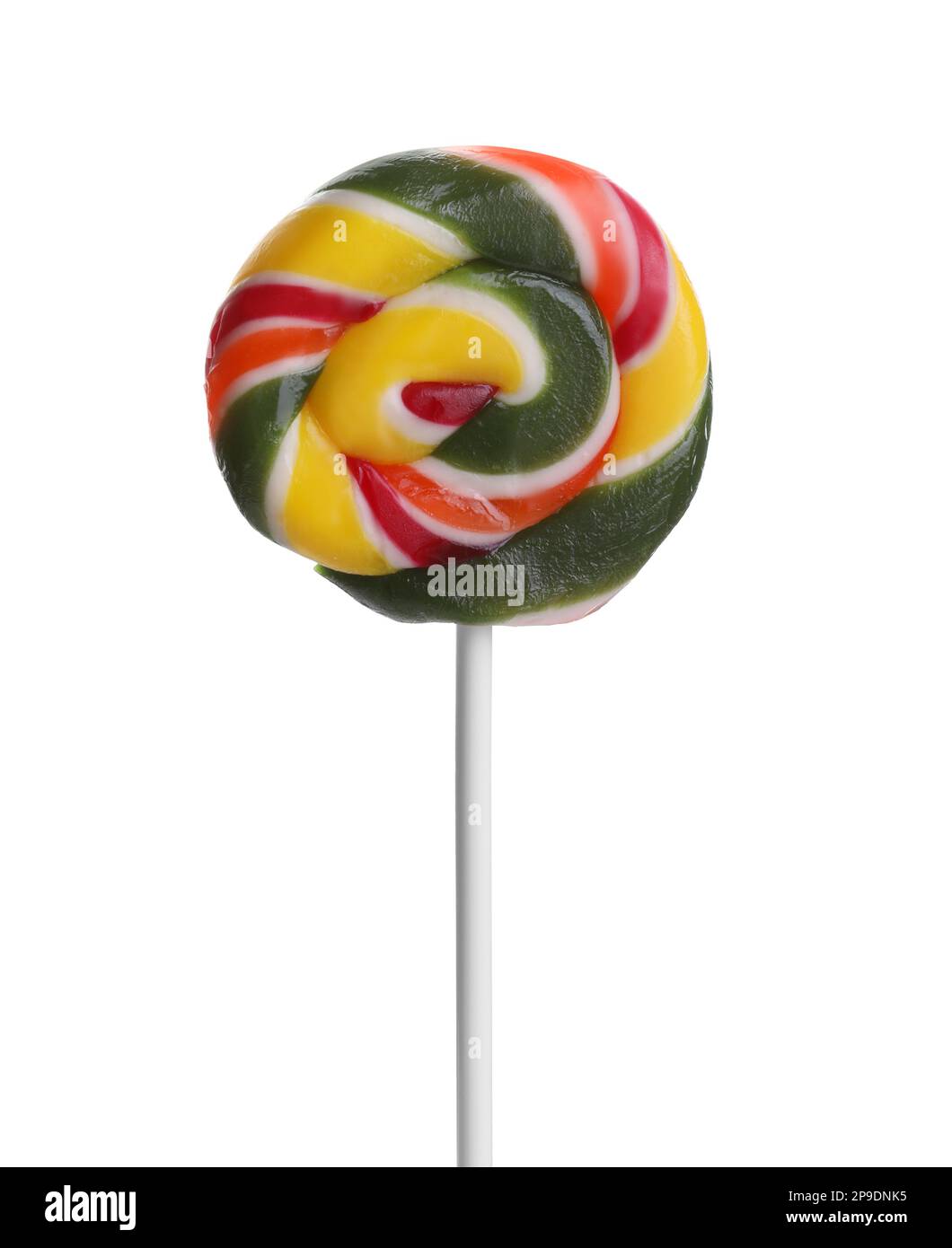 One delicious colorful lollipop isolated on white Stock Photo - Alamy