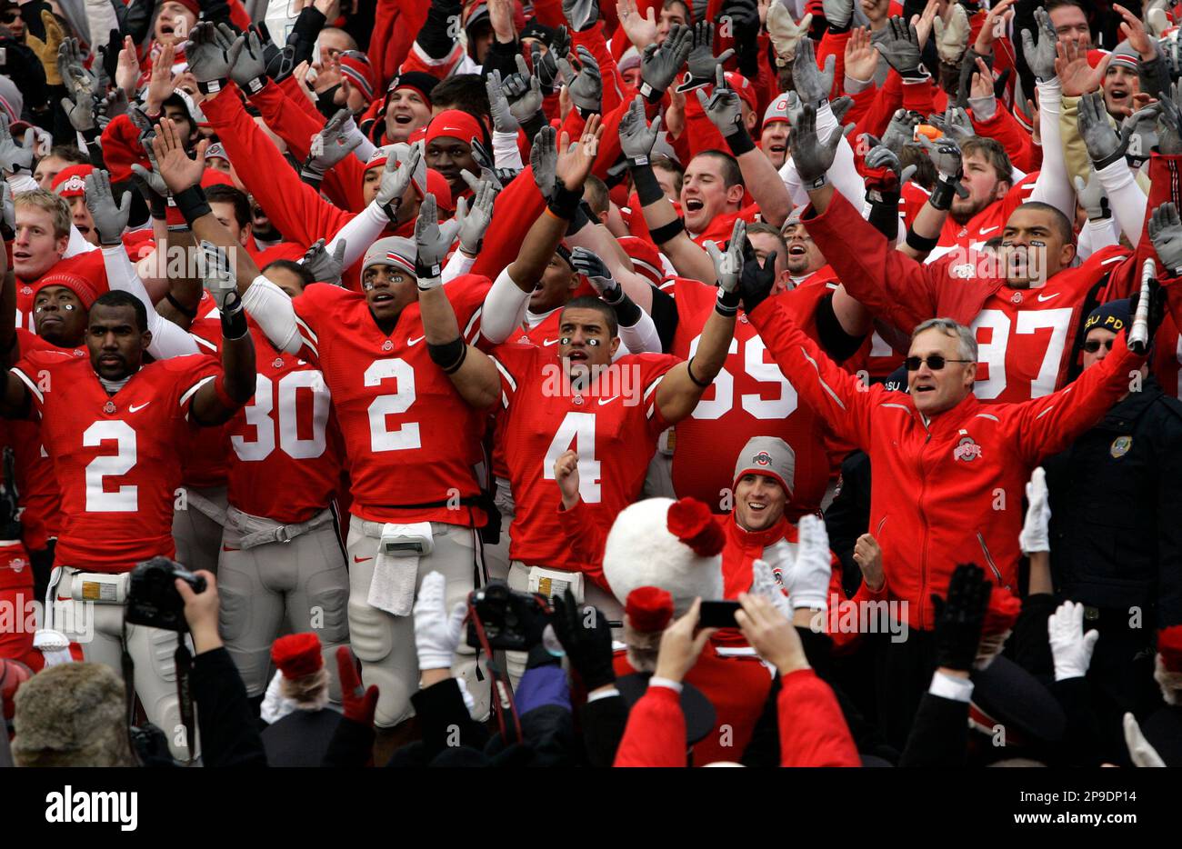 Ohio State's Malcolm Jenkins, left, Terrelle Pryor, Kurt Coleman, Tyson ...