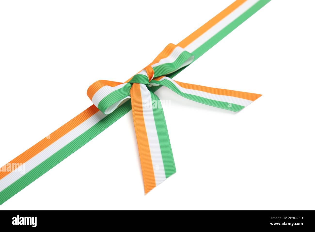 Indian flag ribbon with bow on white background Stock Photo - Alamy