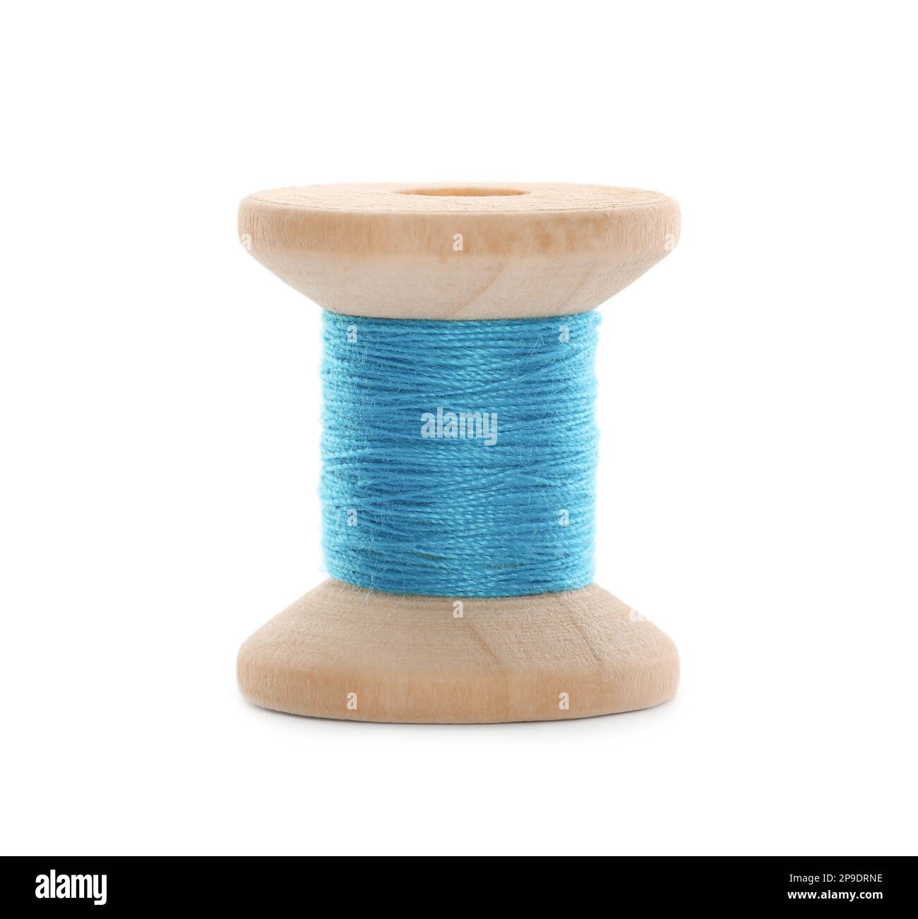 Wooden spool of light blue sewing thread isolated on white Stock Photo ...
