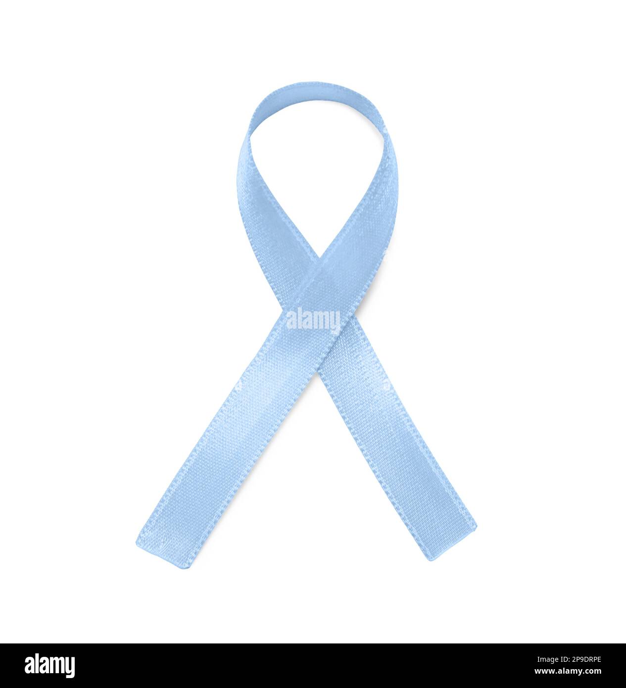 Light blue awareness ribbon on white background, top view Stock Photo ...