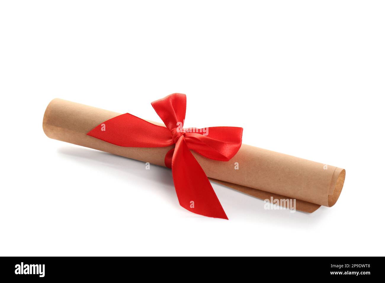 Rolled student's diploma with red ribbon isolated on white Stock Photo ...