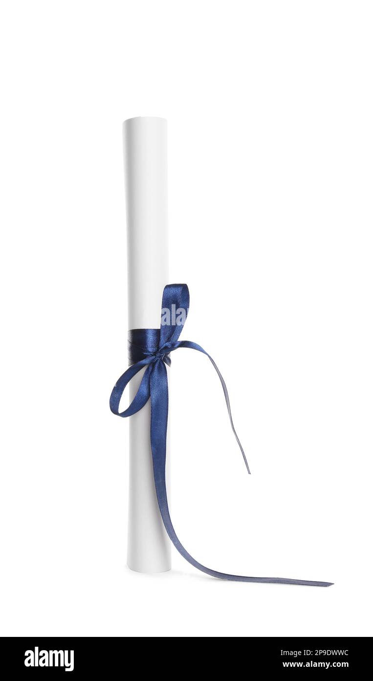 Rolled Diploma Blue Ribbon