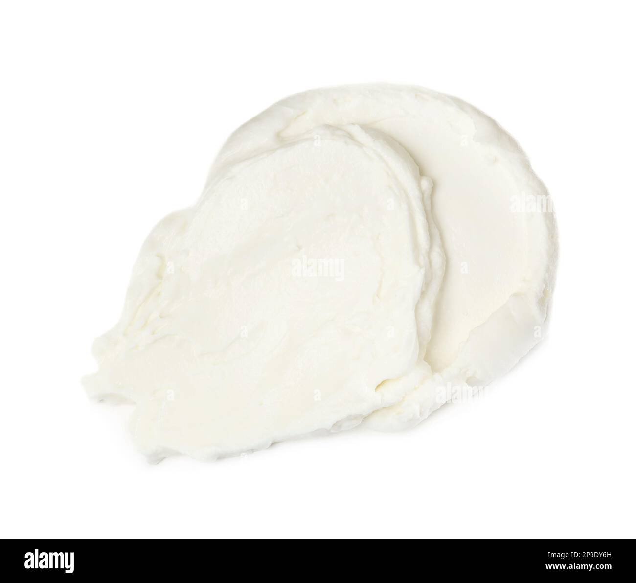 Smear of delicious cream cheese isolated on white, top view Stock Photo ...